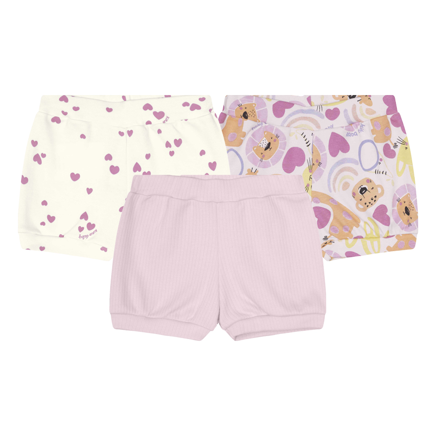 Kit Short Bebê Kiko Baby Suedine Estampa E Bordado - 3 Peças
