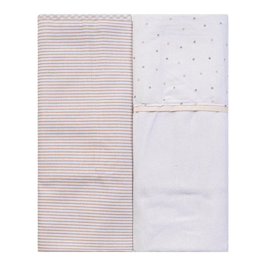 Manta Cueiro Baby Joy Flanelada Poá Bege 02 Peças