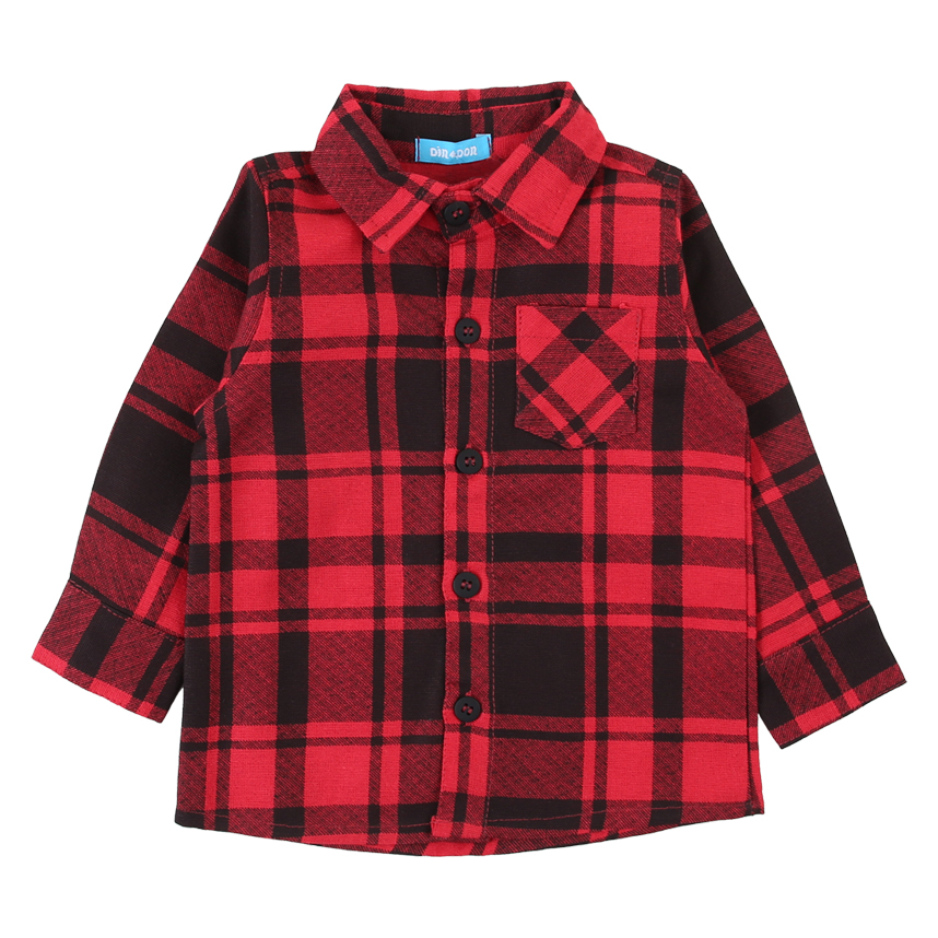 Camisa Bebê Din Don Xadrez Manga Longa