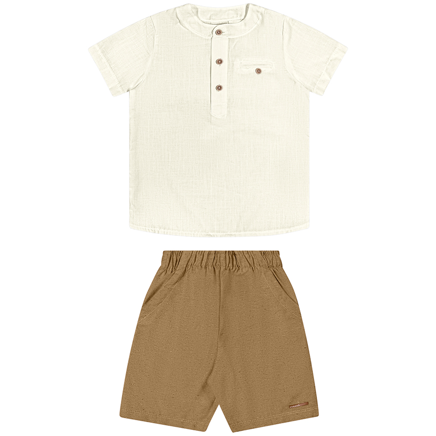 Conjunto Infantil Angerô Camiseta Gola Padre E Bermuda