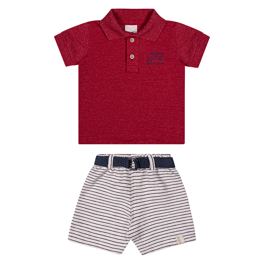 Conjunto Infantil Angerô Camiseta Polo E Bermuda