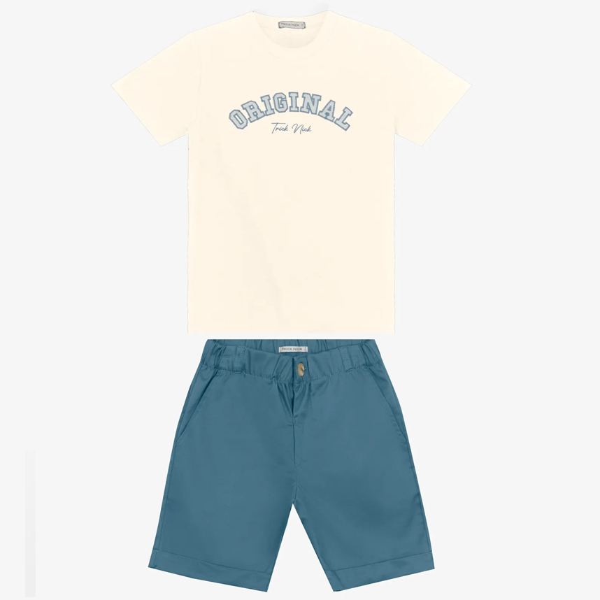 Conjunto Juvenil Trick Nick Camiseta Original E Bermuda