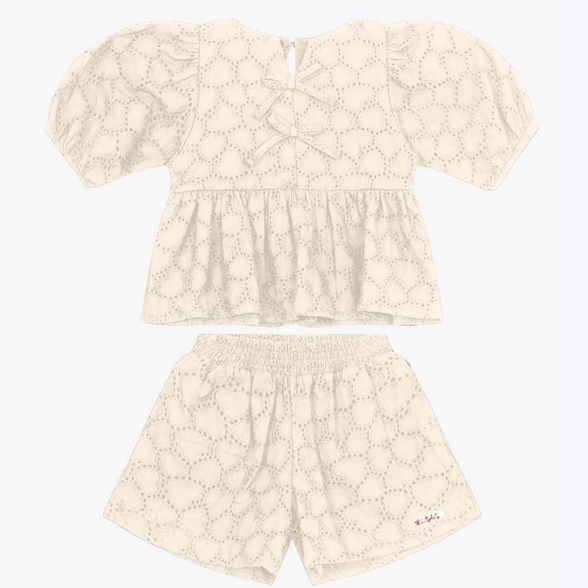Conjunto Infantil Trick Nick Bata E Short Laise Corações